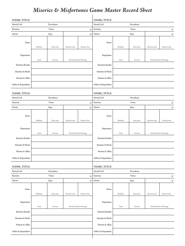Les Fruit Malheureux GM Sheet r1 | PDF