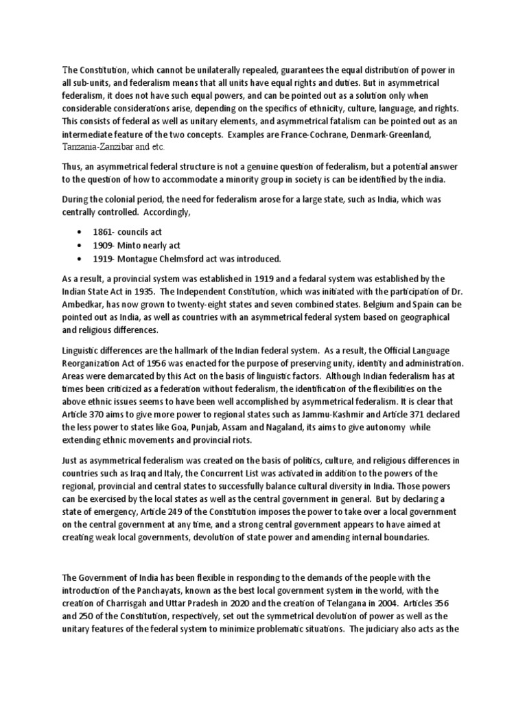 Asymmetrical Federalism India 749 | PDF | Federalism | Crime & Violence