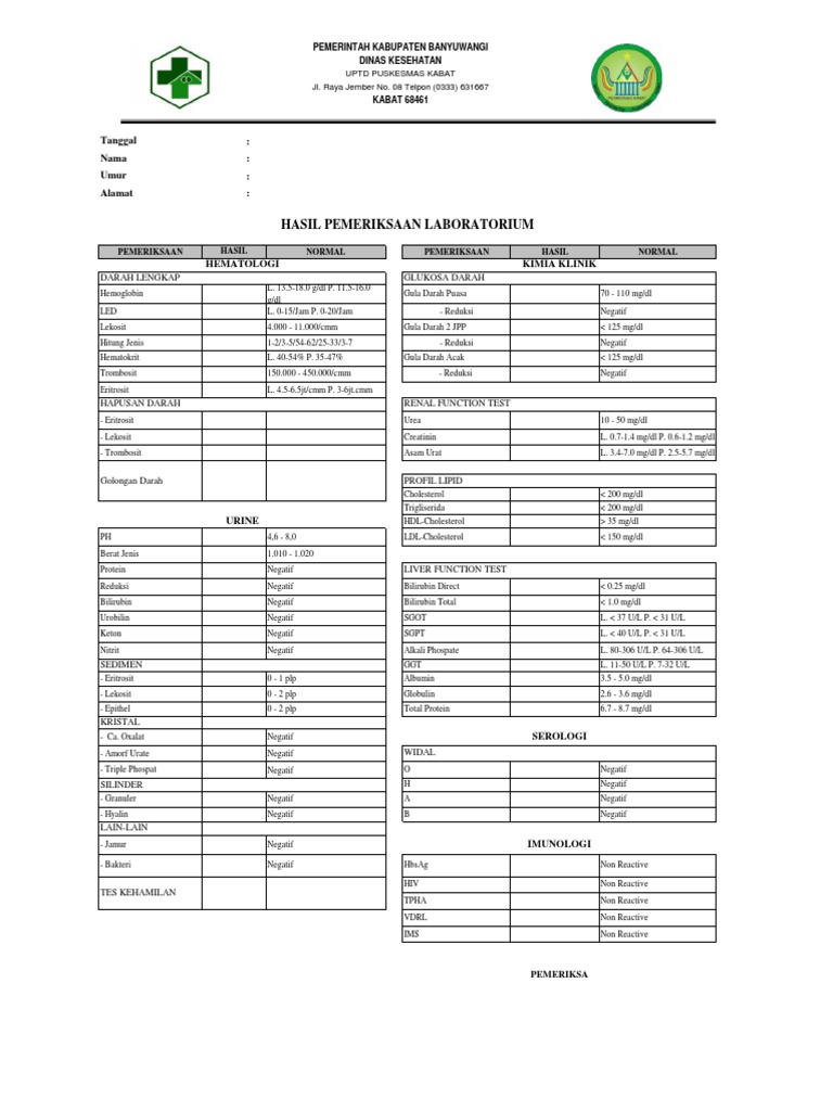 Form Hasil Laboratorium | PDF
