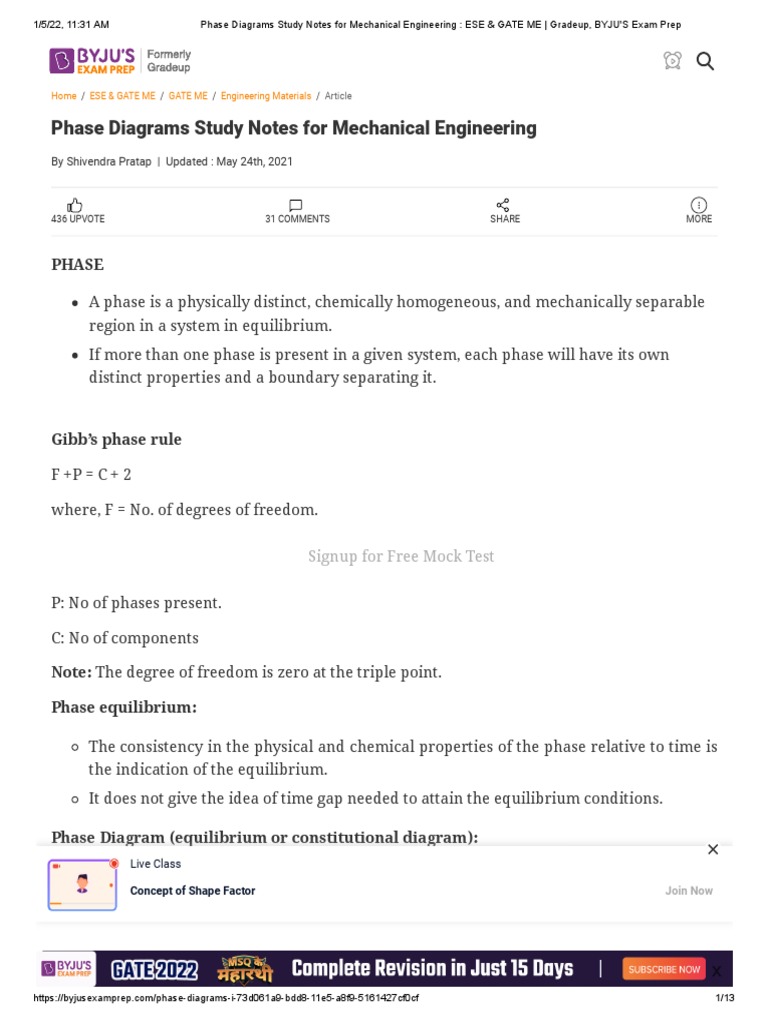 Phase Diagrams Study Notes | PDF | Phase (Matter) | Phase Diagram