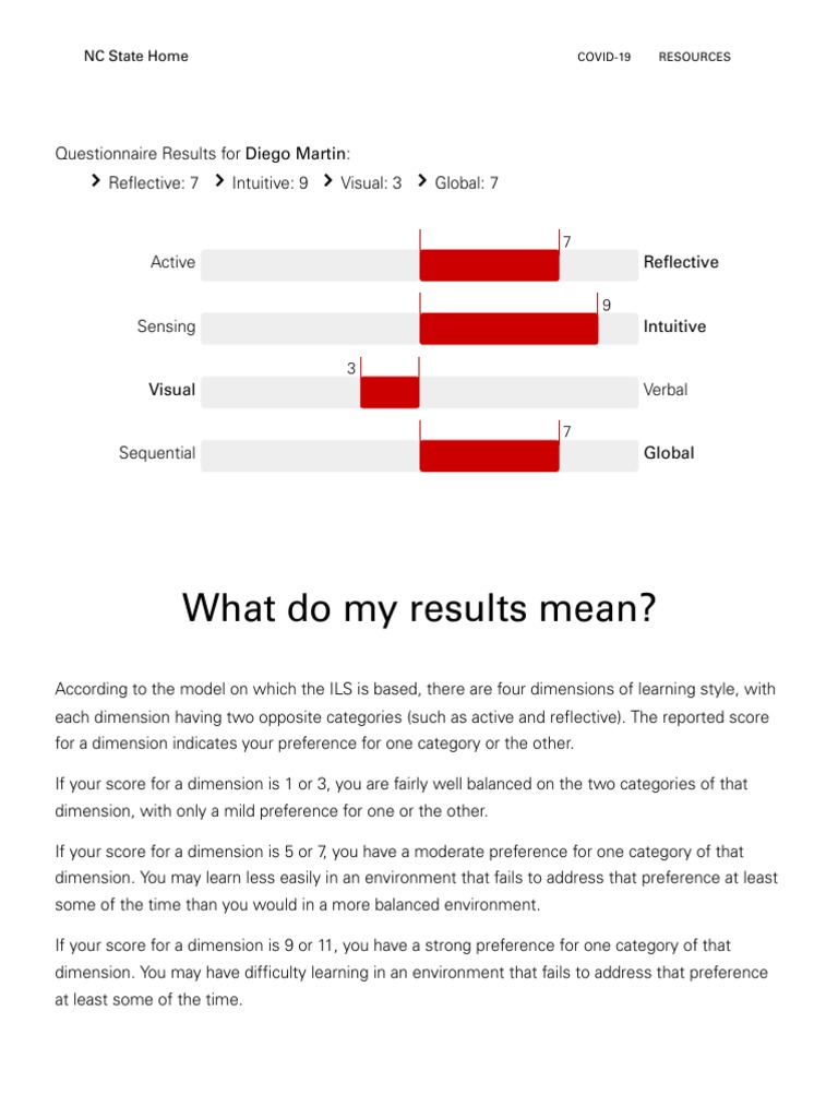 Learning Styles - Results | PDF