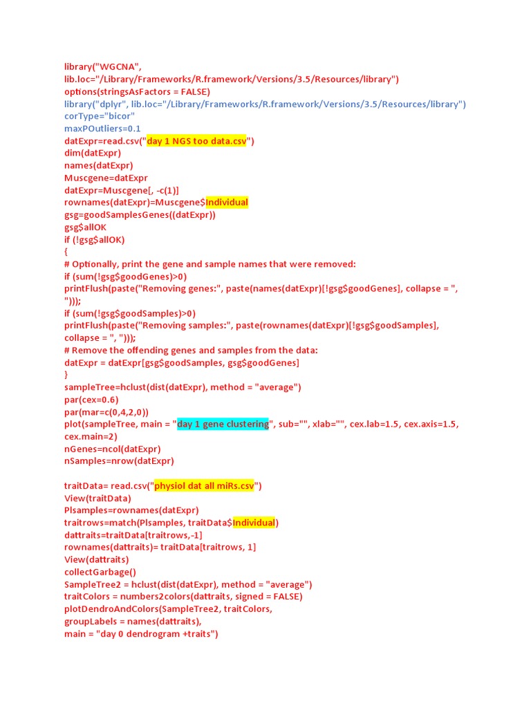 R Script For Both Bicor and Pearson For MRes | PDF | Statistics ...