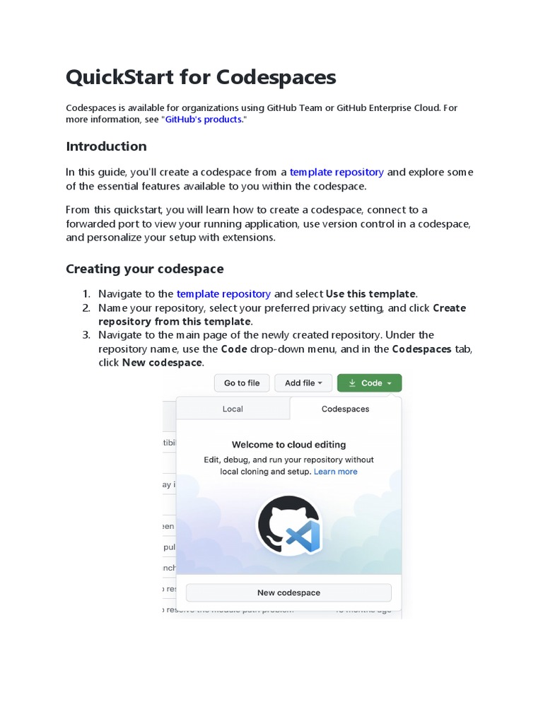 QuickStart For Codespaces | PDF | Application Software | Information Technology Management