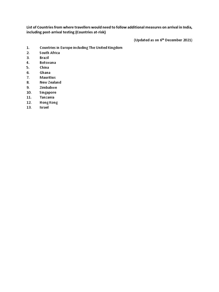 India List of Countries at Risk | PDF