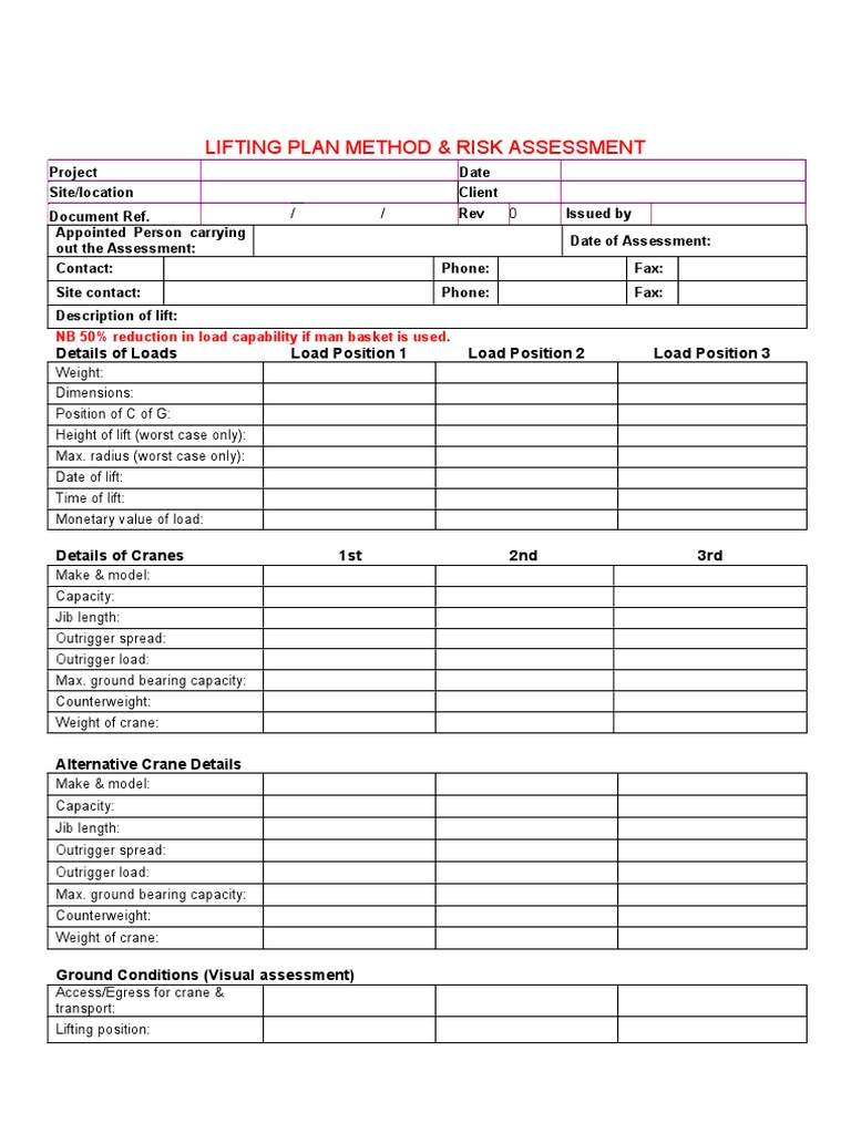 Example Lift Plan | PDF | Crane (Machine) | Safety