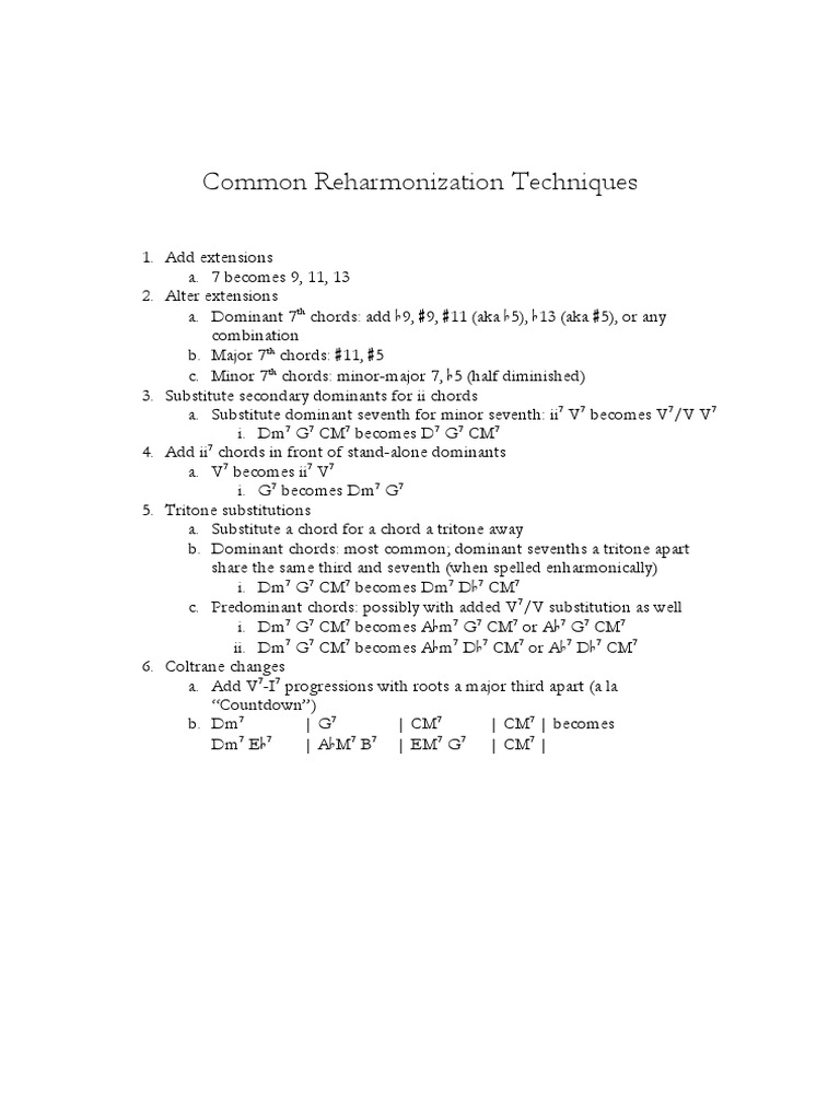Common Reharmonization Techniques | PDF