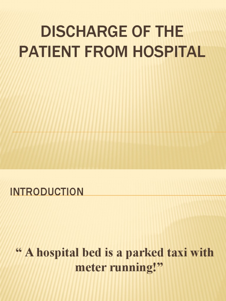 Discharge of The Patient From Hospital | PDF | Patient | Hospital