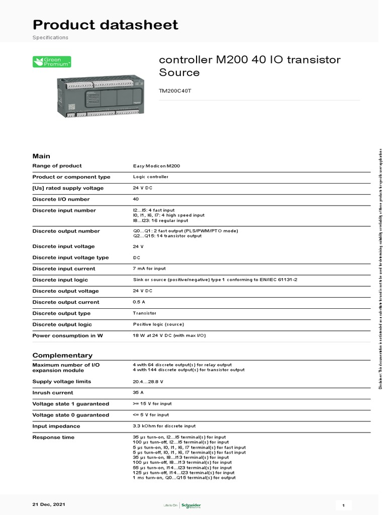 Modicon Easy M200 - TM200C40T | PDF | Logic Gate | Usb