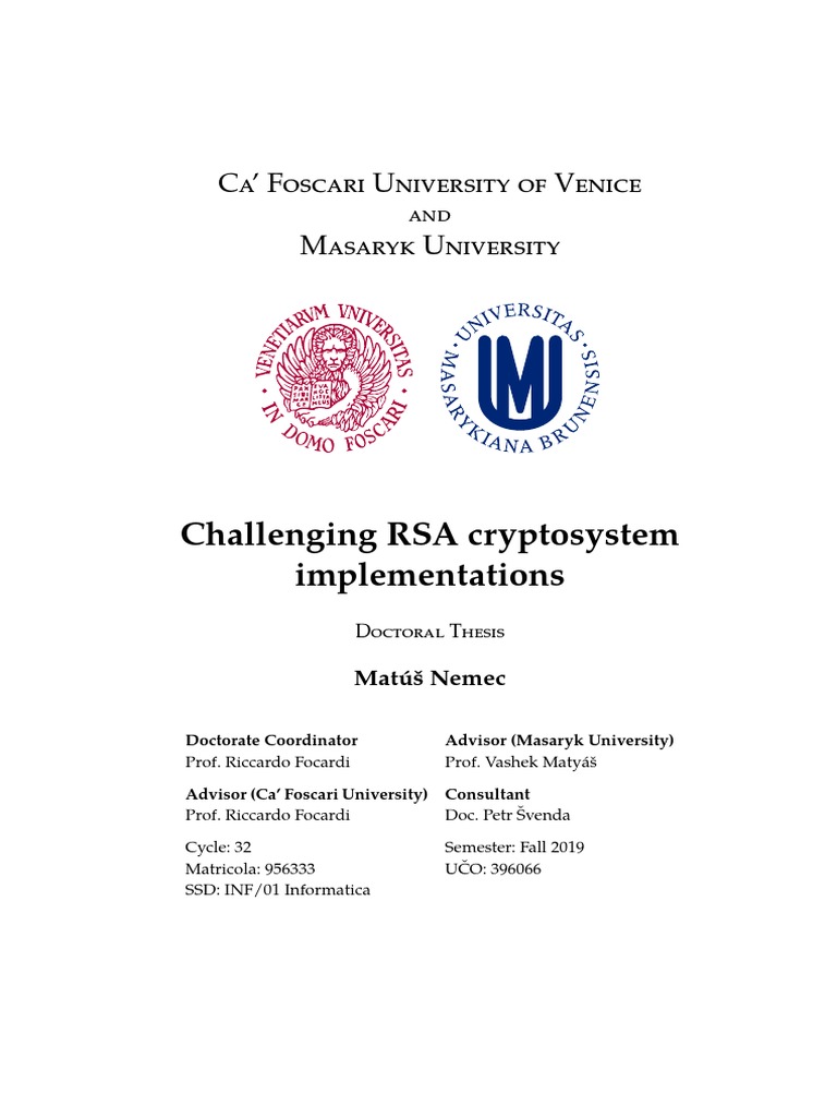 Thesis Nemec | PDF | Key (Cryptography) | Transport Layer Security