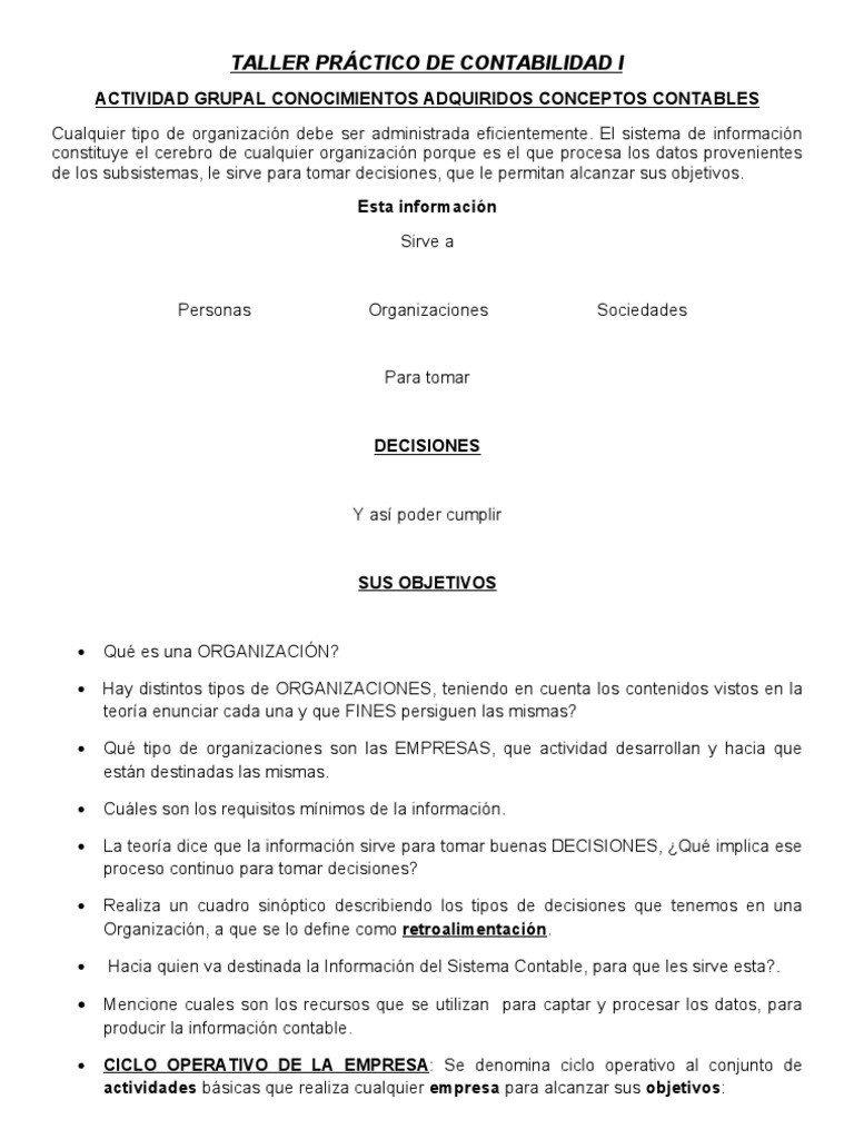Taller Practico de Ad I | PDF | Contabilidad | Información