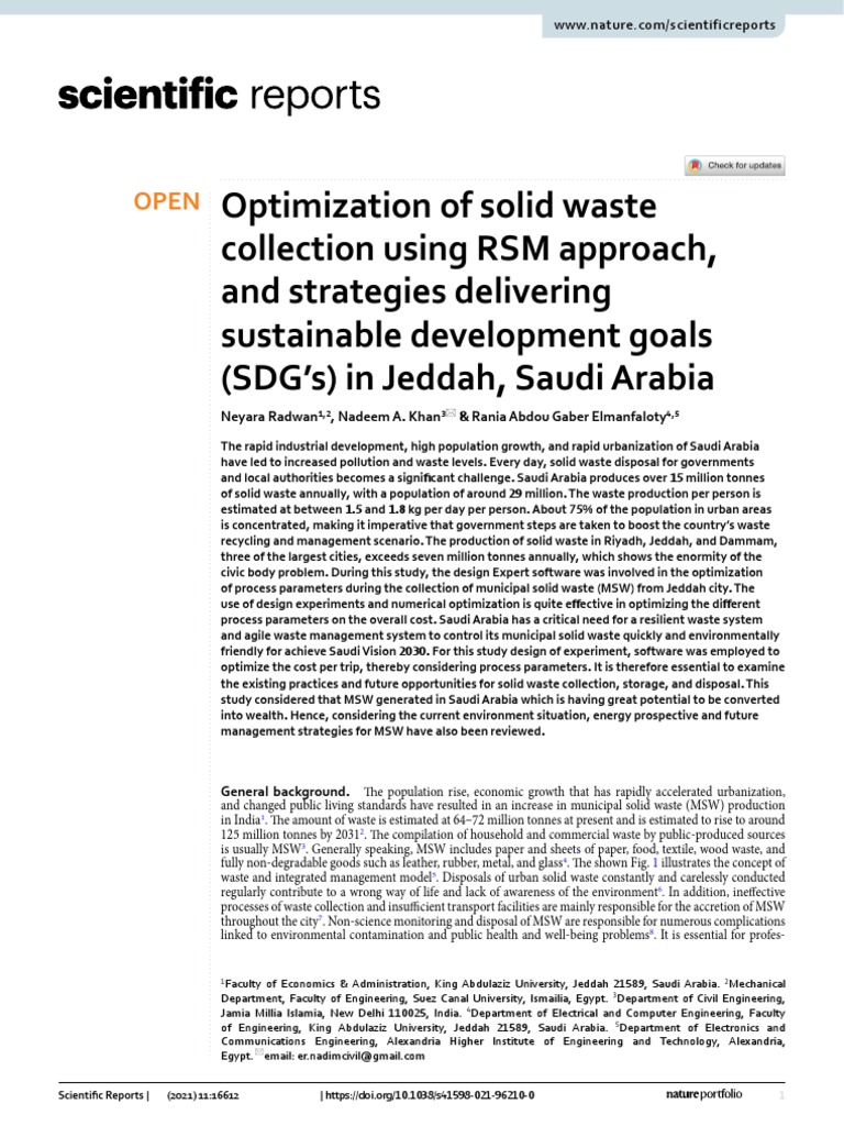 Optimization of Solid Waste Collection Using RSM Approach, and ...