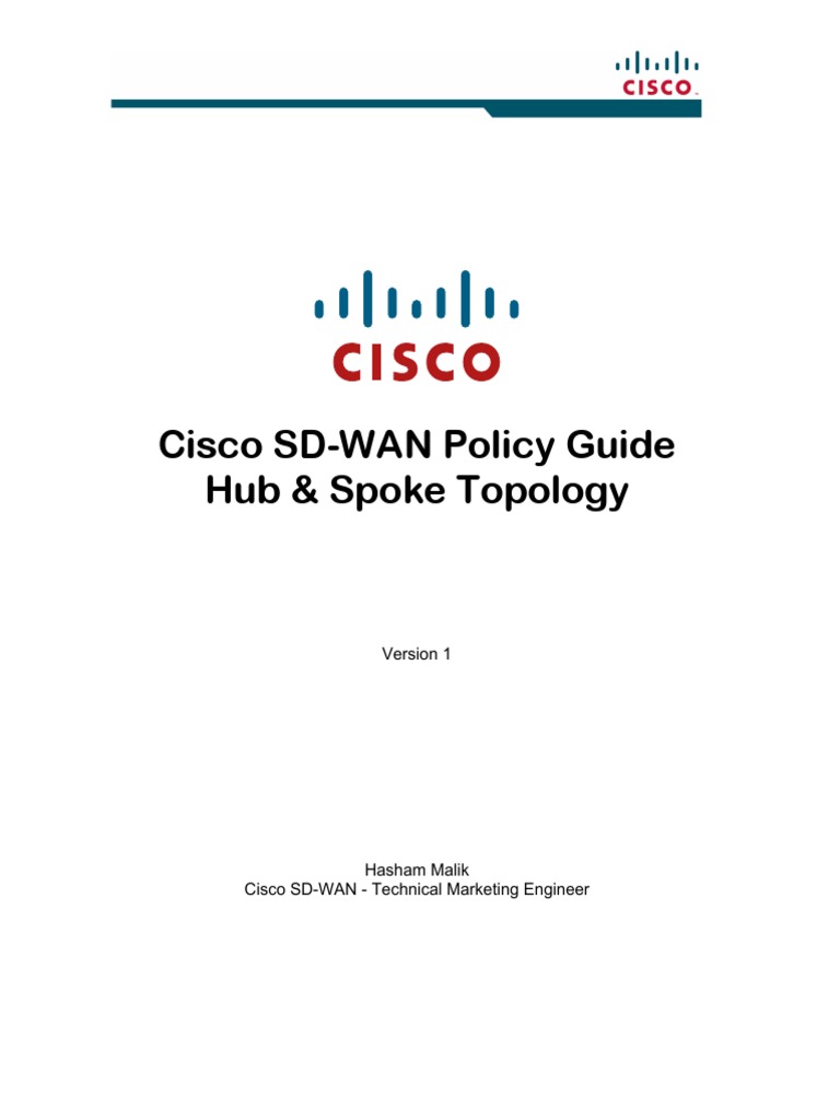 Cisco SD-WAN Policy Guide Hub & Spoke Topology | PDF | Virtual Private Network | Router (Computing)
