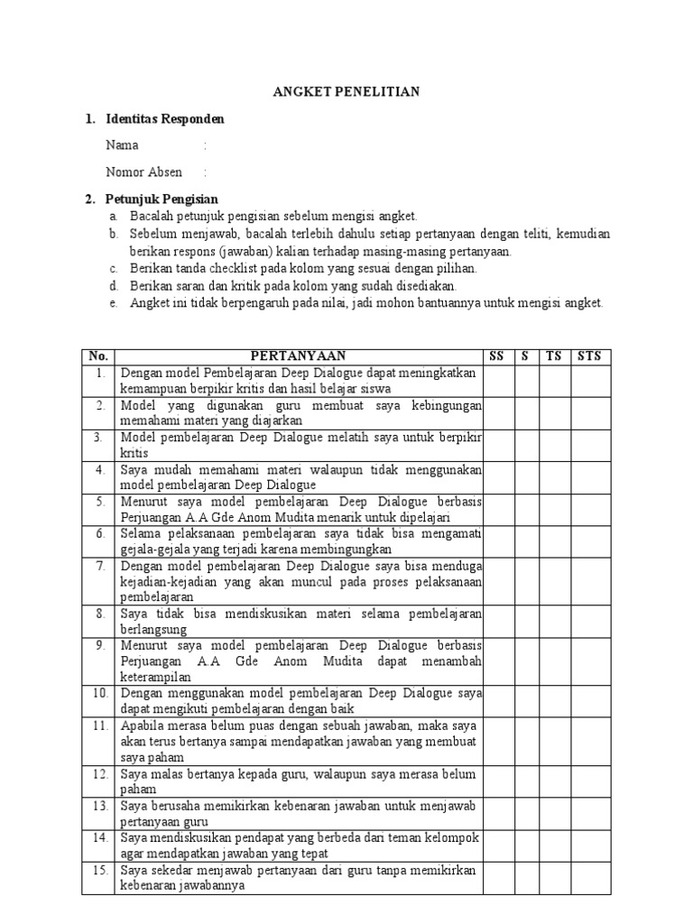 Angket Penelitian | PDF