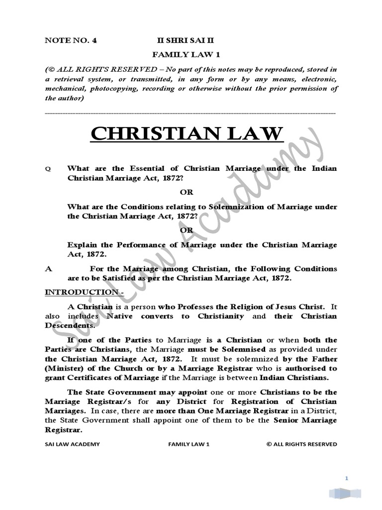 Christian Law | PDF | Marriage | Divorce