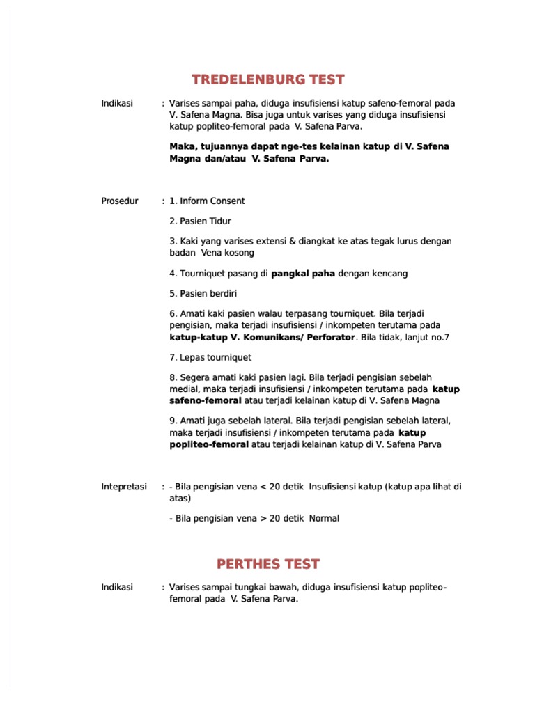PDF Tredelenburg Amp Perthes Test - Compress | PDF