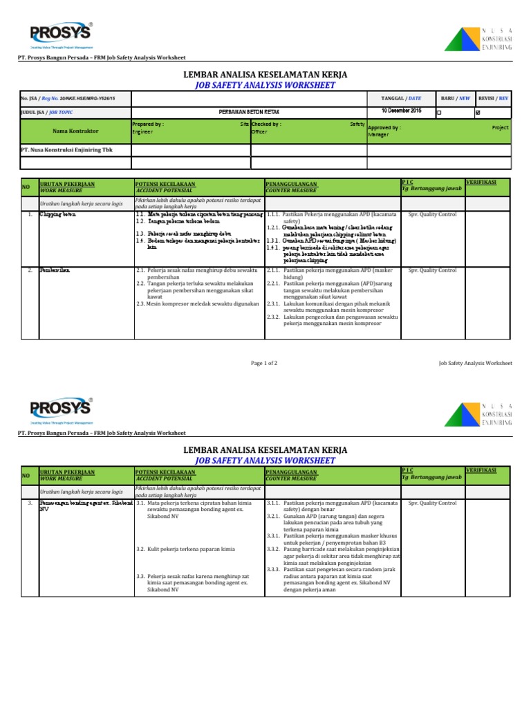 JSA - 20 Perbaikan Beton Retak | PDF