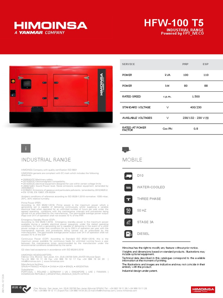 HFW 100 t5 GB | PDF | Mains Electricity | Diesel Engine