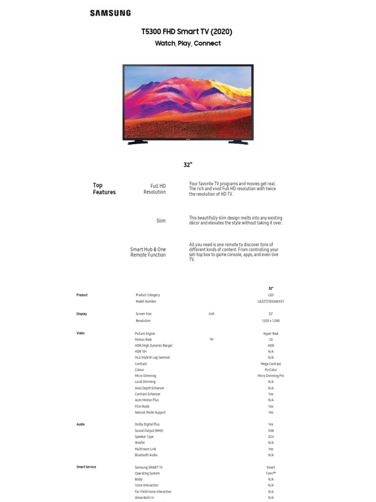 T5300 FHD Smart TV 2020 Product Specifications | PDF | Film And Video ...