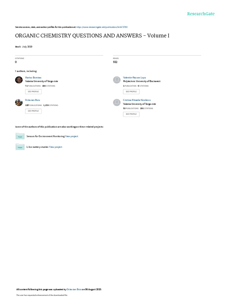 Organic Chemistry Questions and Answers - Volume I: July 2020 | PDF ...