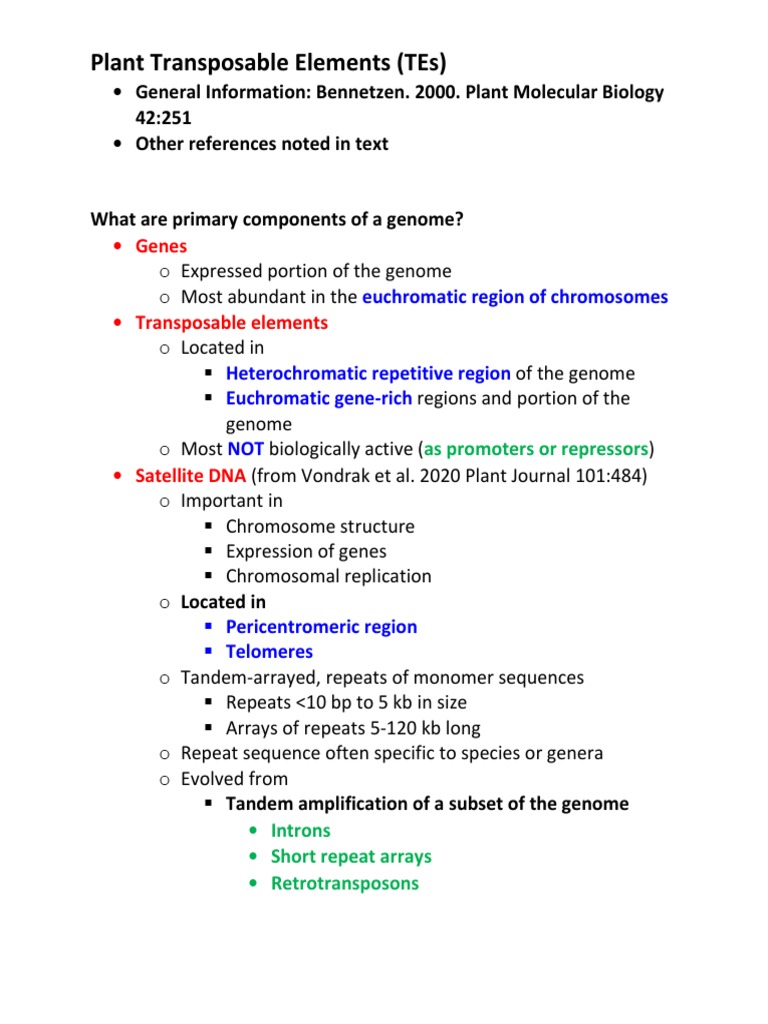 Transposable Elements - Annotated - 2020 | PDF | Transposable Element ...