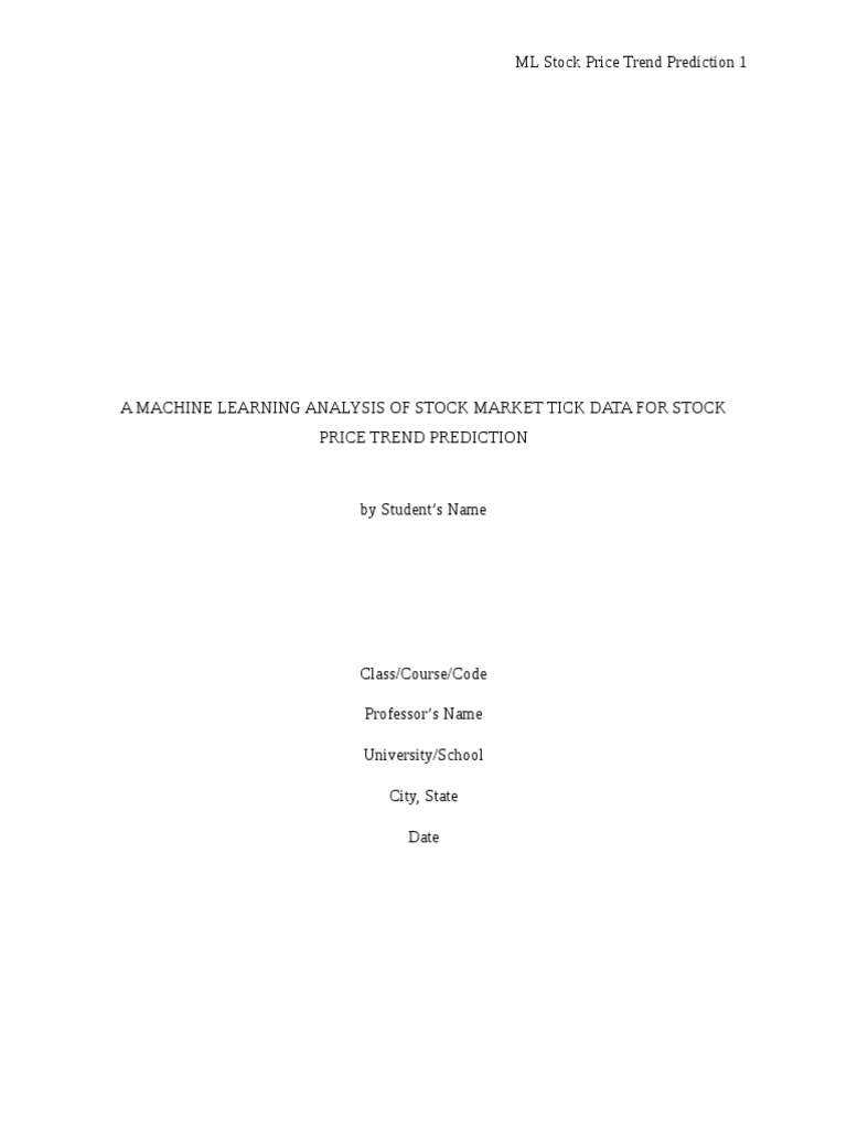 ML Analysis of Stock Market Tick Data | PDF | Machine Learning ...