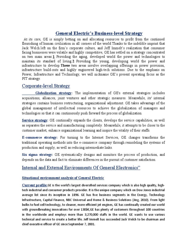 General Electric's Business-Level Strategy | PDF | Strategic Management ...