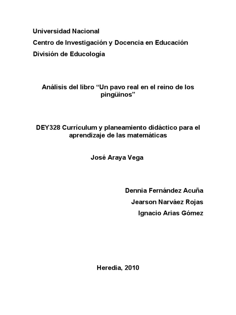 Analisis Del Pavo Real | PDF | Plan de estudios | Planificación