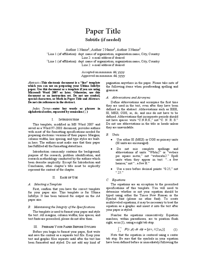 Ultima InfoSys Paper Formatting Guide | PDF | Bracket | Quotation Mark