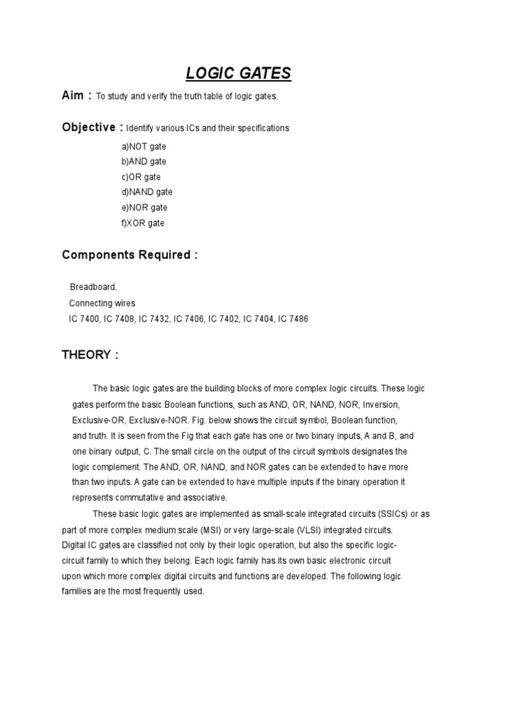 Digital Logic Gates | PDF | Logic Gate | Integrated Circuit