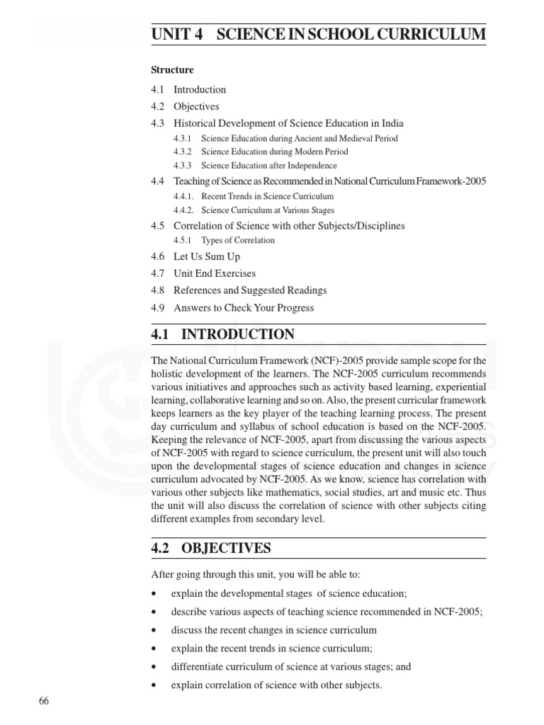 Unit 4 Science in School Curriculum: Structure | PDF | Learning ...