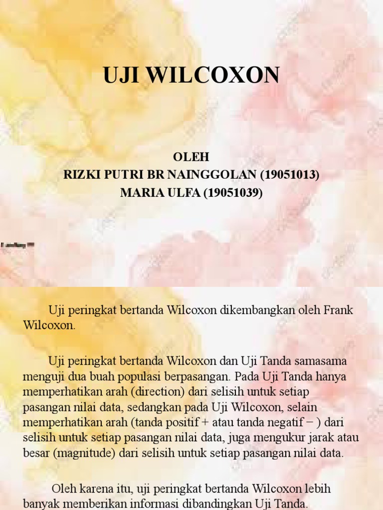Panduan Uji Wilcoxon dan Aplikasinya | PDF