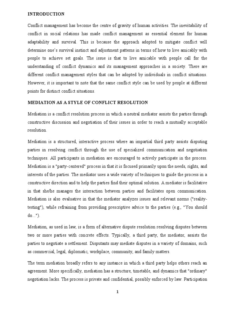 MEDIATION | PDF | Mediation | Justice