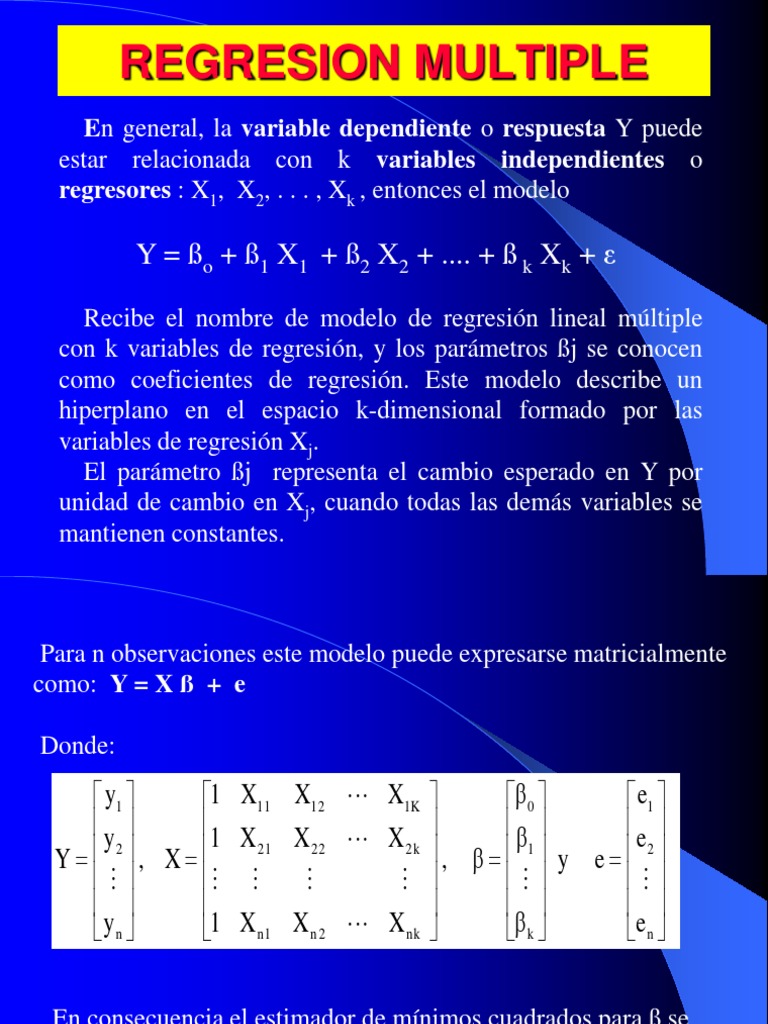 Modelo de Regresión Lineal Múltiple | PDF | Regresión lineal | Método ...