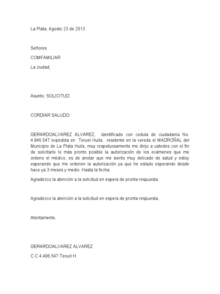 Carta Comfamiliar | PDF