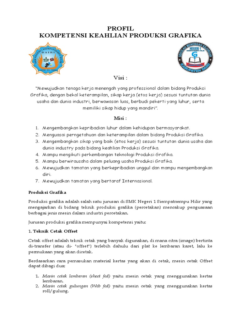 Profil Kompetensi Keahlian Produksi Grafika | PDF