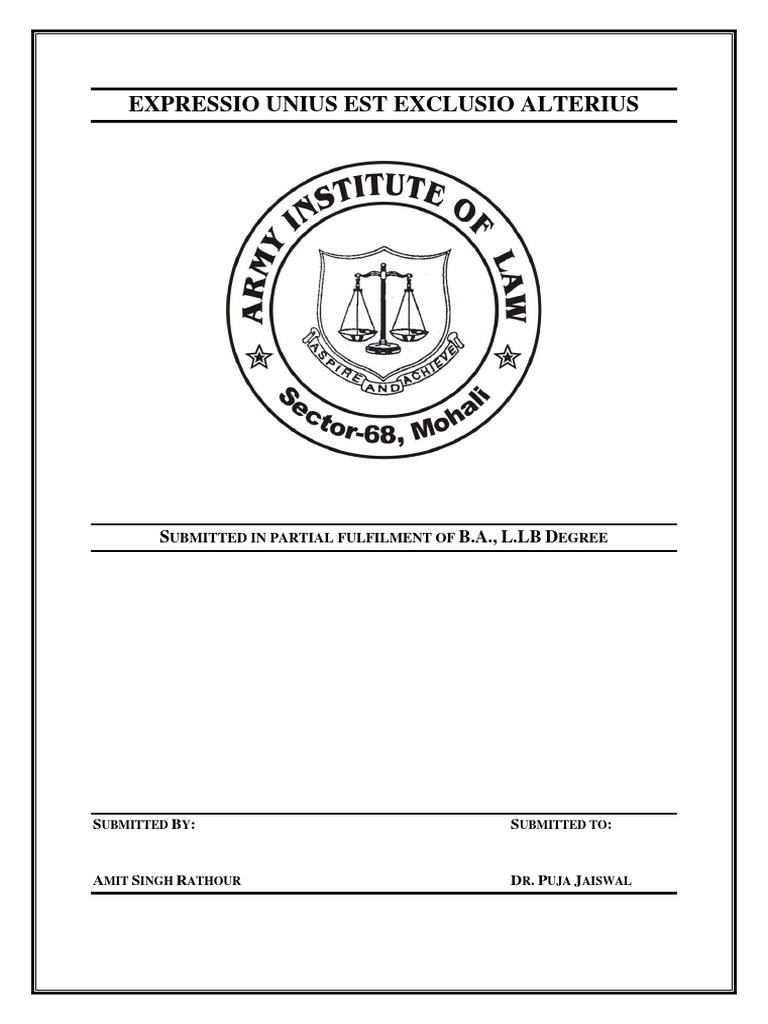 Understanding Expressio Unius Principle | PDF | Statutory ...