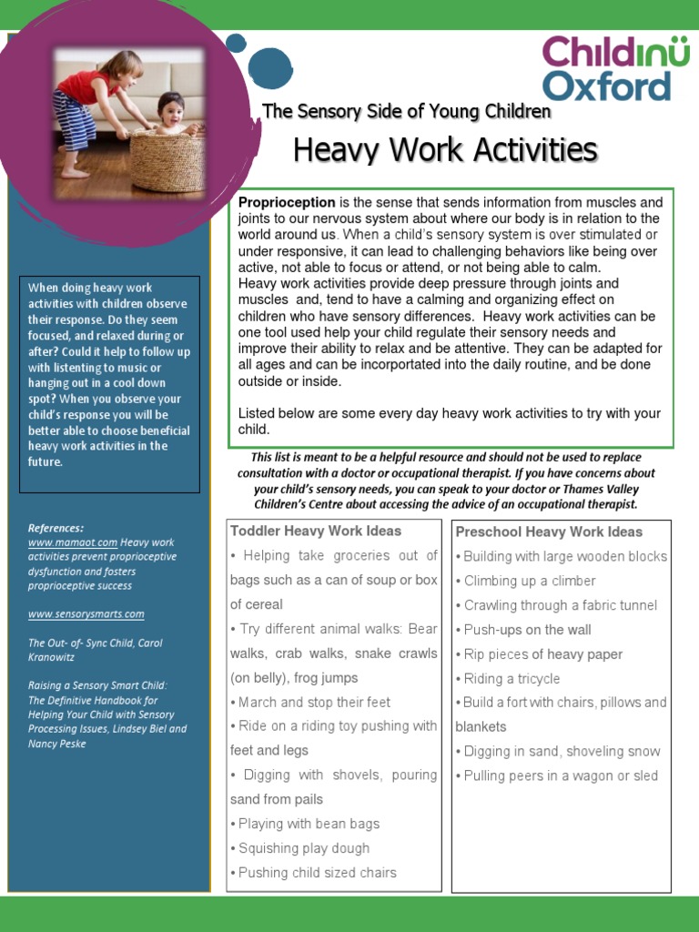 The Sensory Side Heavy Work Tip Sheet | PDF