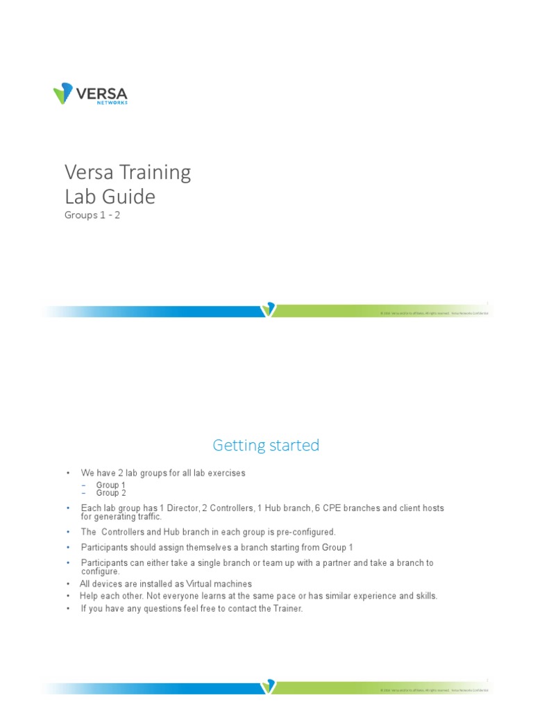Versa Training Lab Guide: Groups 1 - 2 | PDF | Networking ...