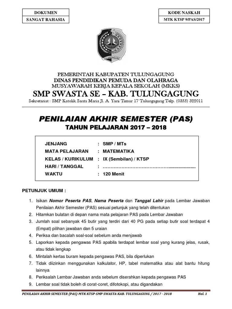 MTK 9 KTSP | PDF | Metode & Bahan Ajar | Griya & Taman
