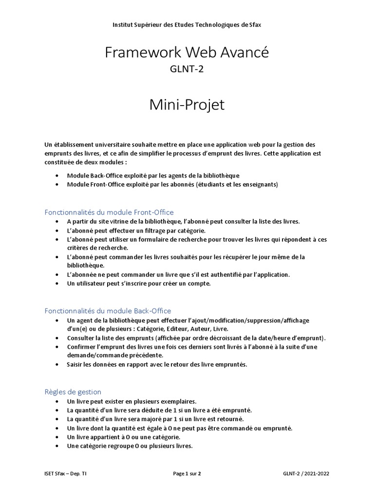 Mini-Projet ISET MP Distance | PDF | Application | Informatique