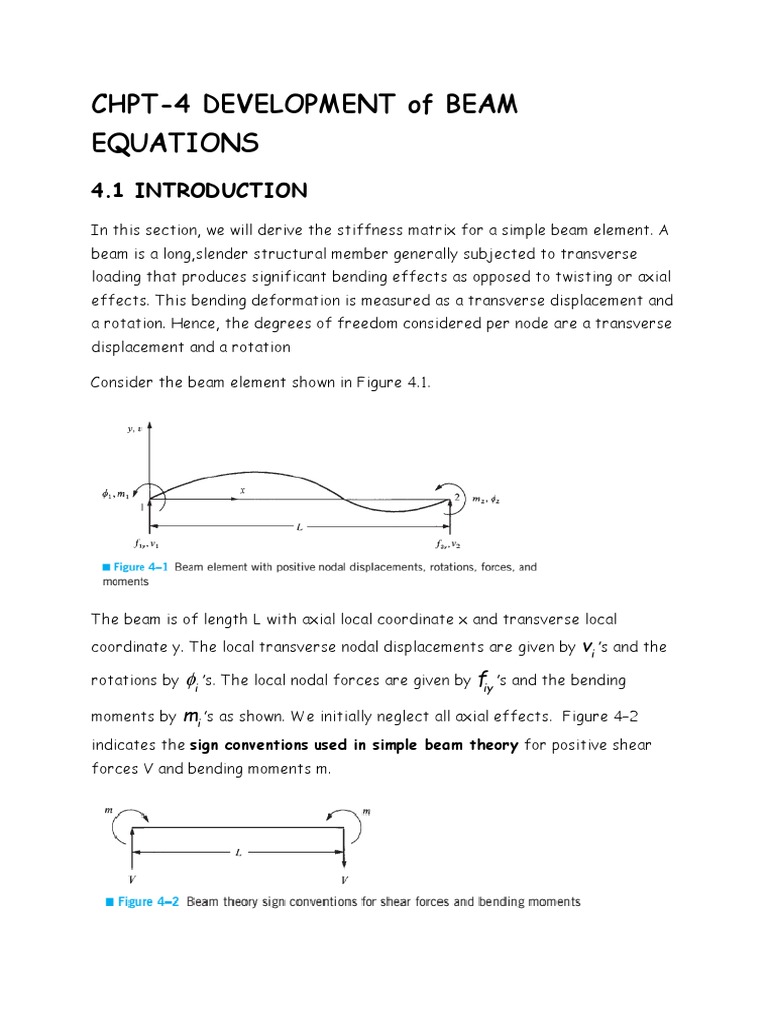 CHPT 4 - Development of Beams Equations | PDF | Bending | Beam (Structure)