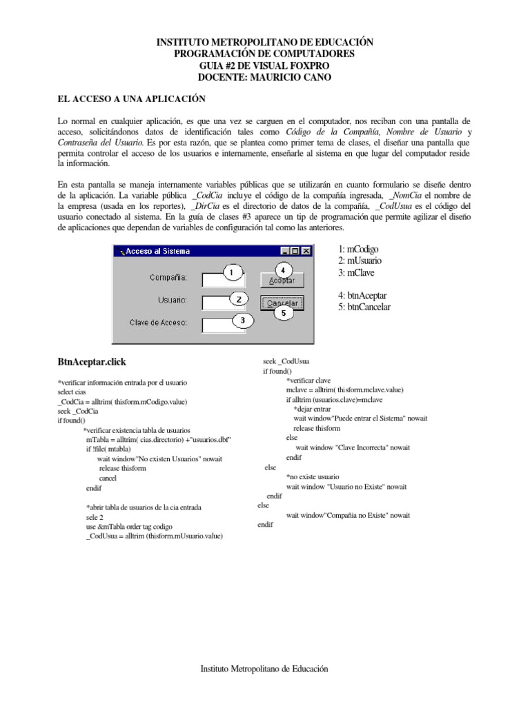 Visual FoxPro - Guia de Clases 02 | PDF | Programación | Programa de computadora