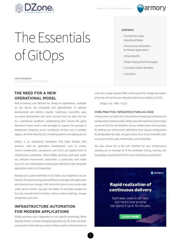 The Essentials of Gitops: The Need For A New Operational Model | PDF | Version Control | Automation