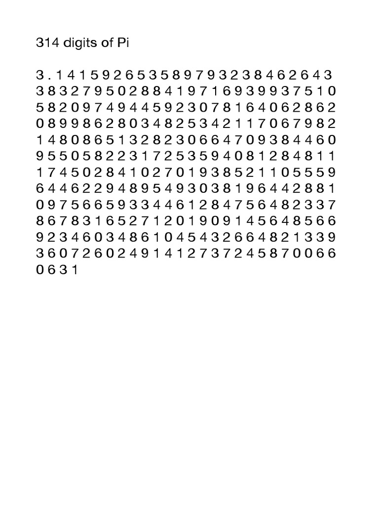 314 Digits of Pi | PDF