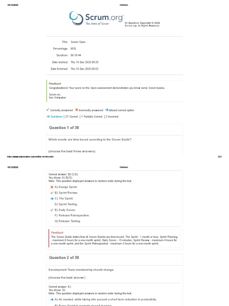 PSM Test Assessment | PDF | Scrum (Software Development) | Cognition