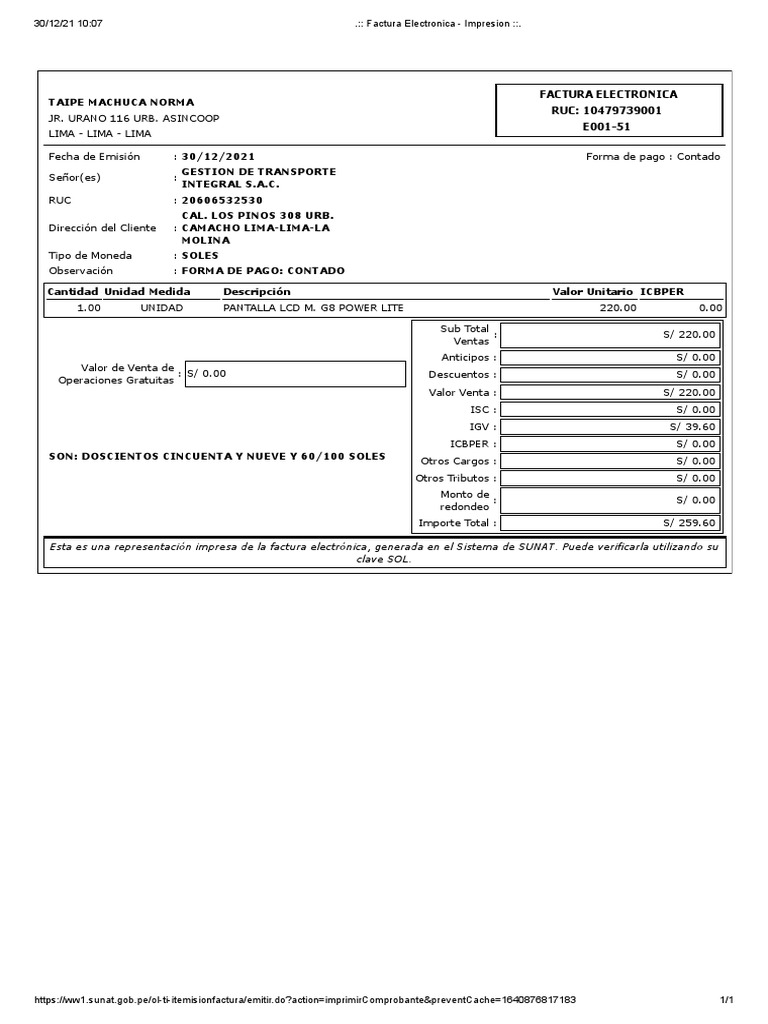Factura E001-51 | Descargar gratis PDF | Servicios financieros | Pagos