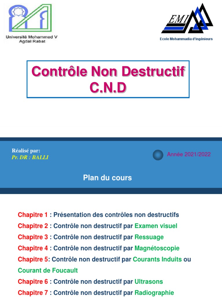 Chapitre 1 Et 2 CND | PDF | Contrôle non destructif