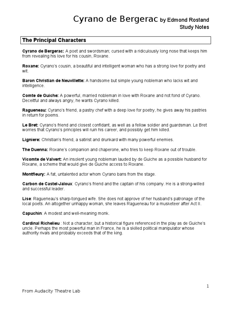 Cyrano Study Guide | PDF