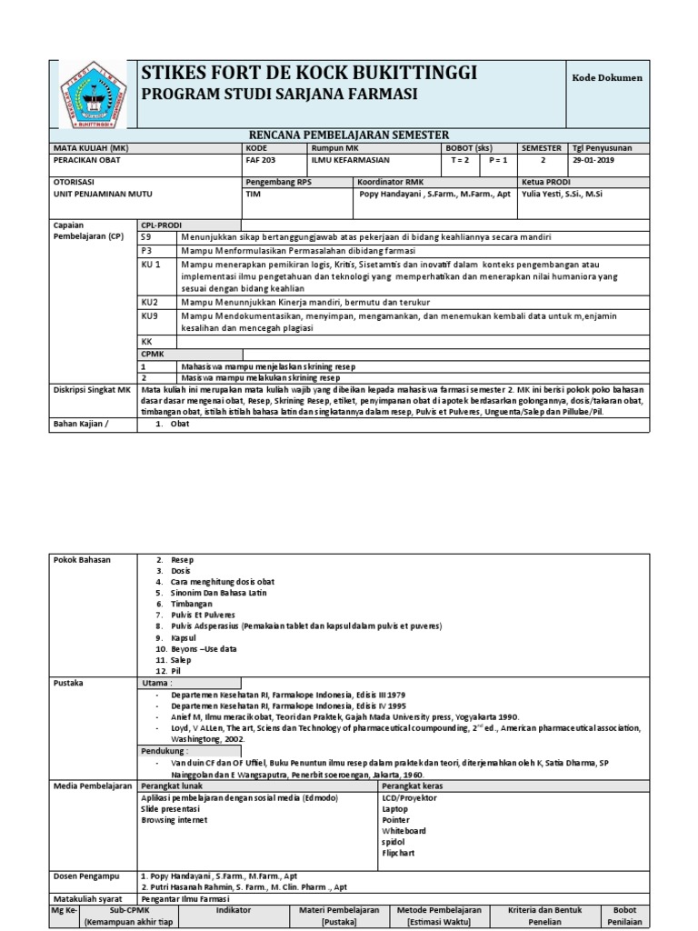 RPS Peracikan Obat | PDF