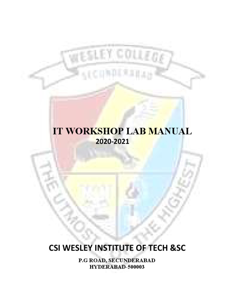 It Workshop Lab Manual: Csi Wesley Institute of Tech &SC | PDF | Computer Network | Internet & Web